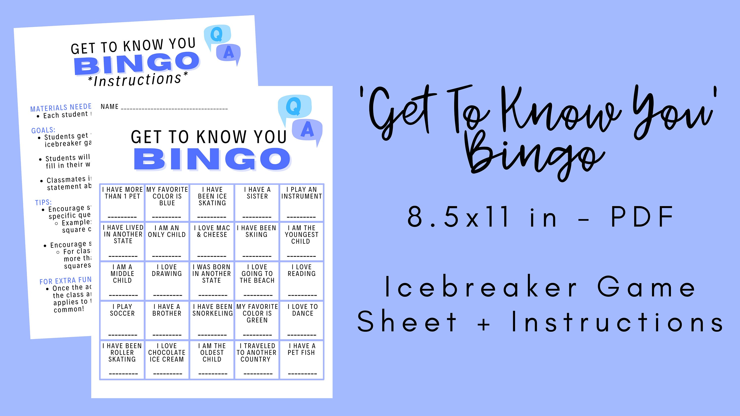 Get to Know You Bingo, Icebreaker Game, Icebreaker Printables, Get to ...
