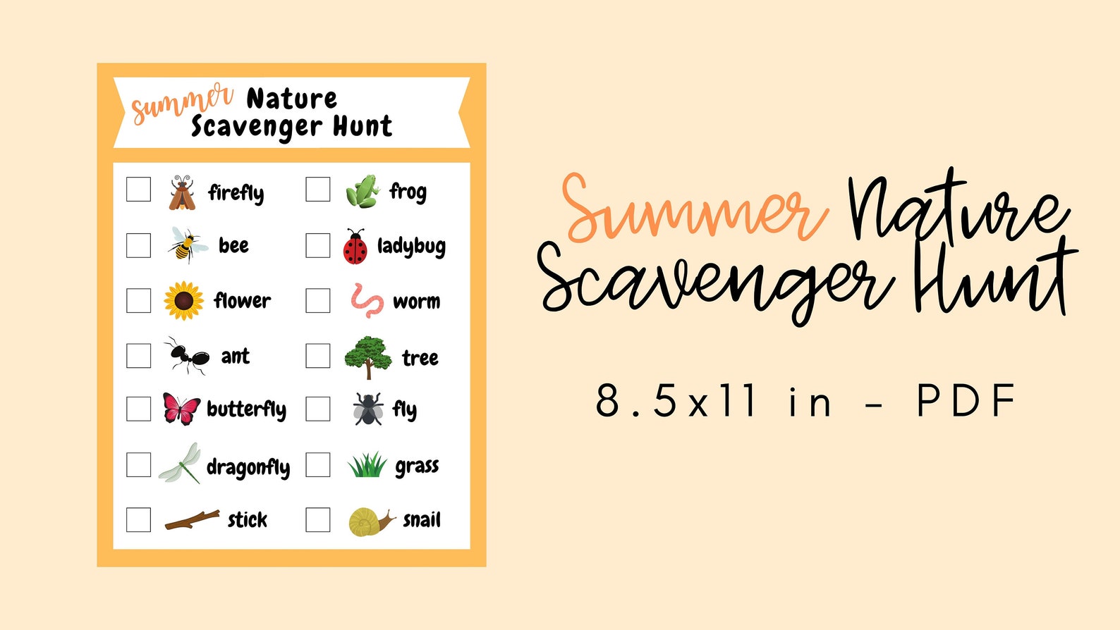 Summer Nature Scavenger Hunt, Scavenger Hunt Kids Outdoor, Backyard ...