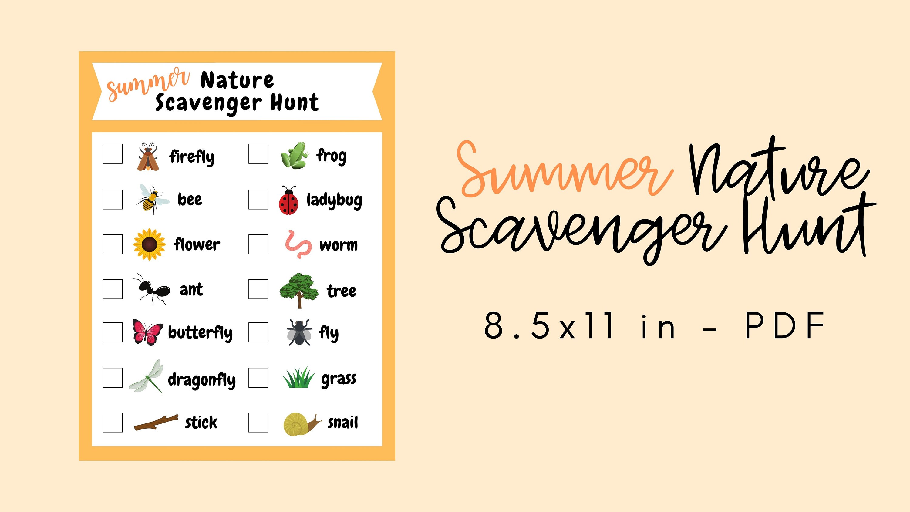 Summer Nature Scavenger Hunt, Scavenger Hunt Kids Outdoor, Backyard ...