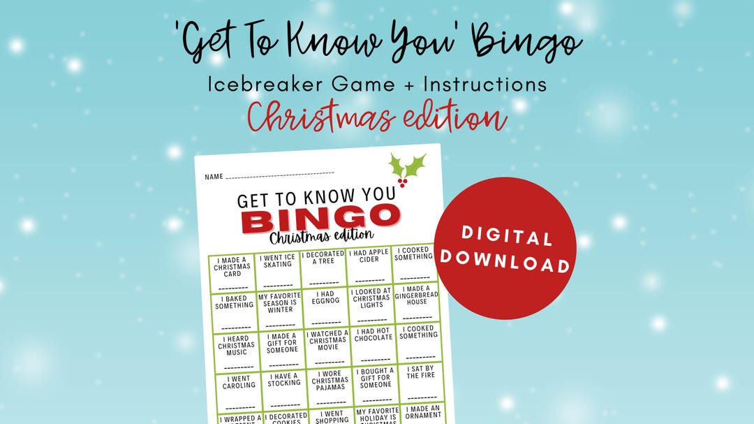 Get to Know You Bingo, Christmas Activity, Icebreaker Game, Icebreaker ...