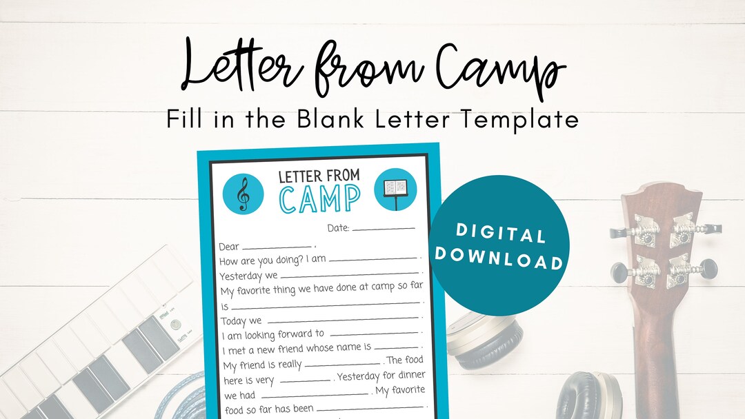 Letter From Camp, Music, Camp Letters Fill in Blank, Summer Camp Notes ...