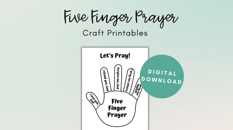 5 Finger Prayer Craft, Sunday School Printable, Bible Coloring Pages ...