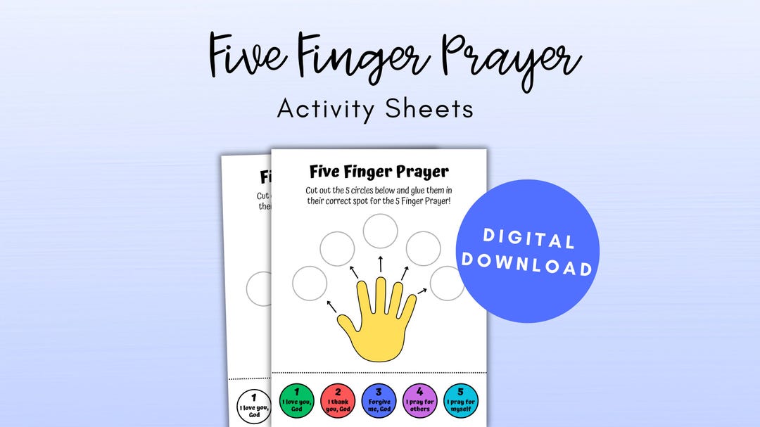 5 Finger Prayer Download, Sunday School Activity Pages, Prayer Activity ...