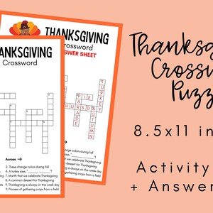 Thanksgiving Crossword Puzzle, Thanksgiving Activity Sheet, Kids ...