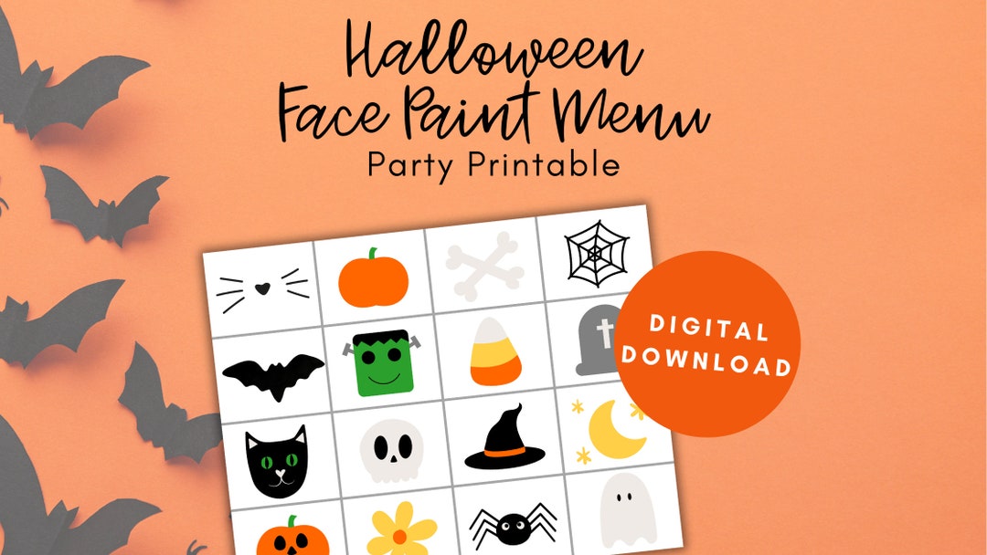Halloween Face Paint Menu, Face Painting Design, Party Printable, Party ...