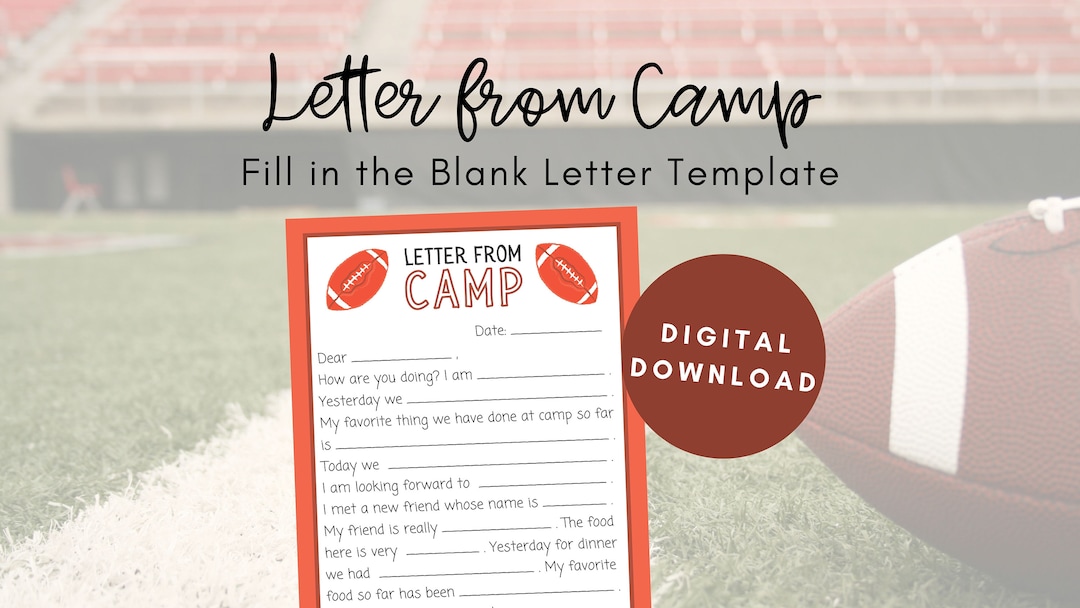 Letter From Camp, Football, Camp Letters Fill in Blank, Summer Camp ...