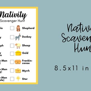 Nativity Scavenger Hunt, Christmas Activity Sheets Printable, Kids ...