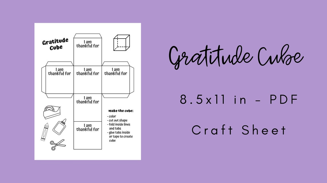 Gratitude Cube, Crafts for Kids Printable, Digital Download, Sunday ...
