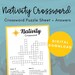 Nativity Crossword Puzzle, Christmas Activity Sheets, Kids Printable ...