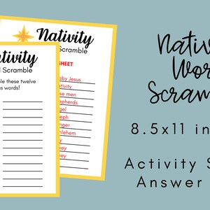 Nativity Word Scramble, Christmas Activity Sheets, Kids Printable ...