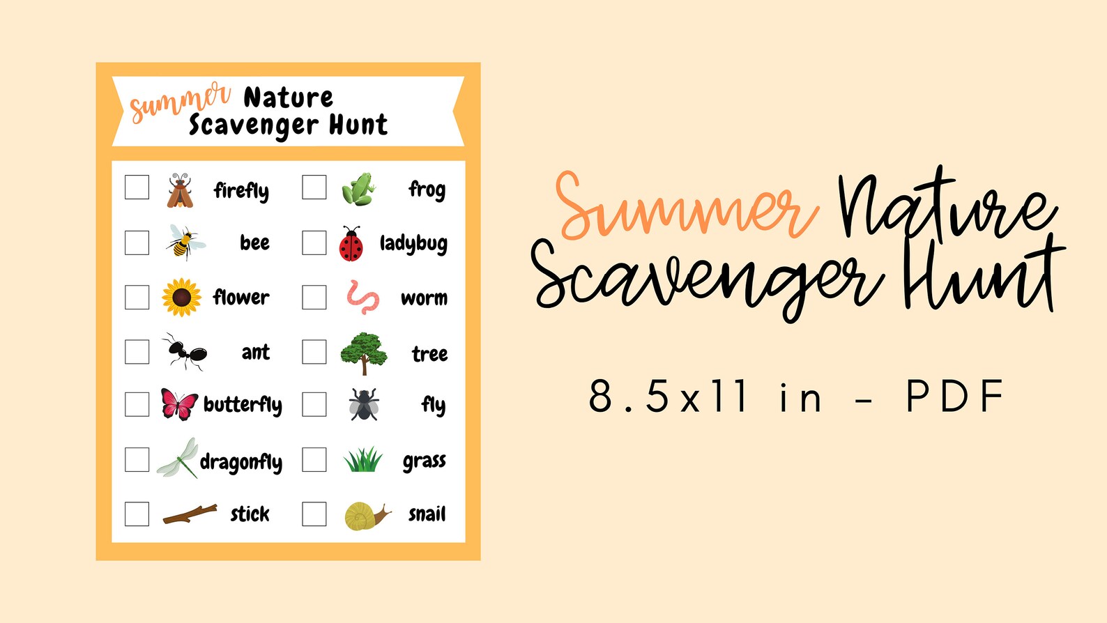 Summer Nature Scavenger Hunt Scavenger Hunt Kids Outdoor | Etsy