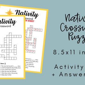 Nativity Crossword Puzzle, Christmas Activity Sheets, Kids Printable ...