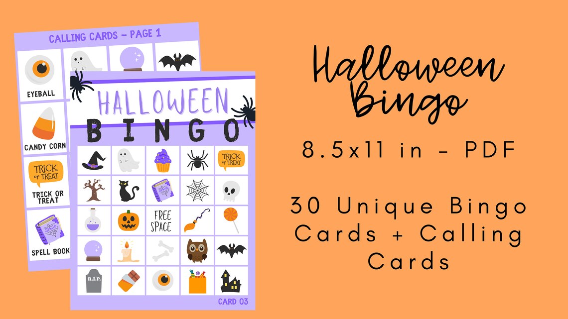 Halloween Bingo, Bingo Cards Printable, Bingo Halloween Game, Bingo ...