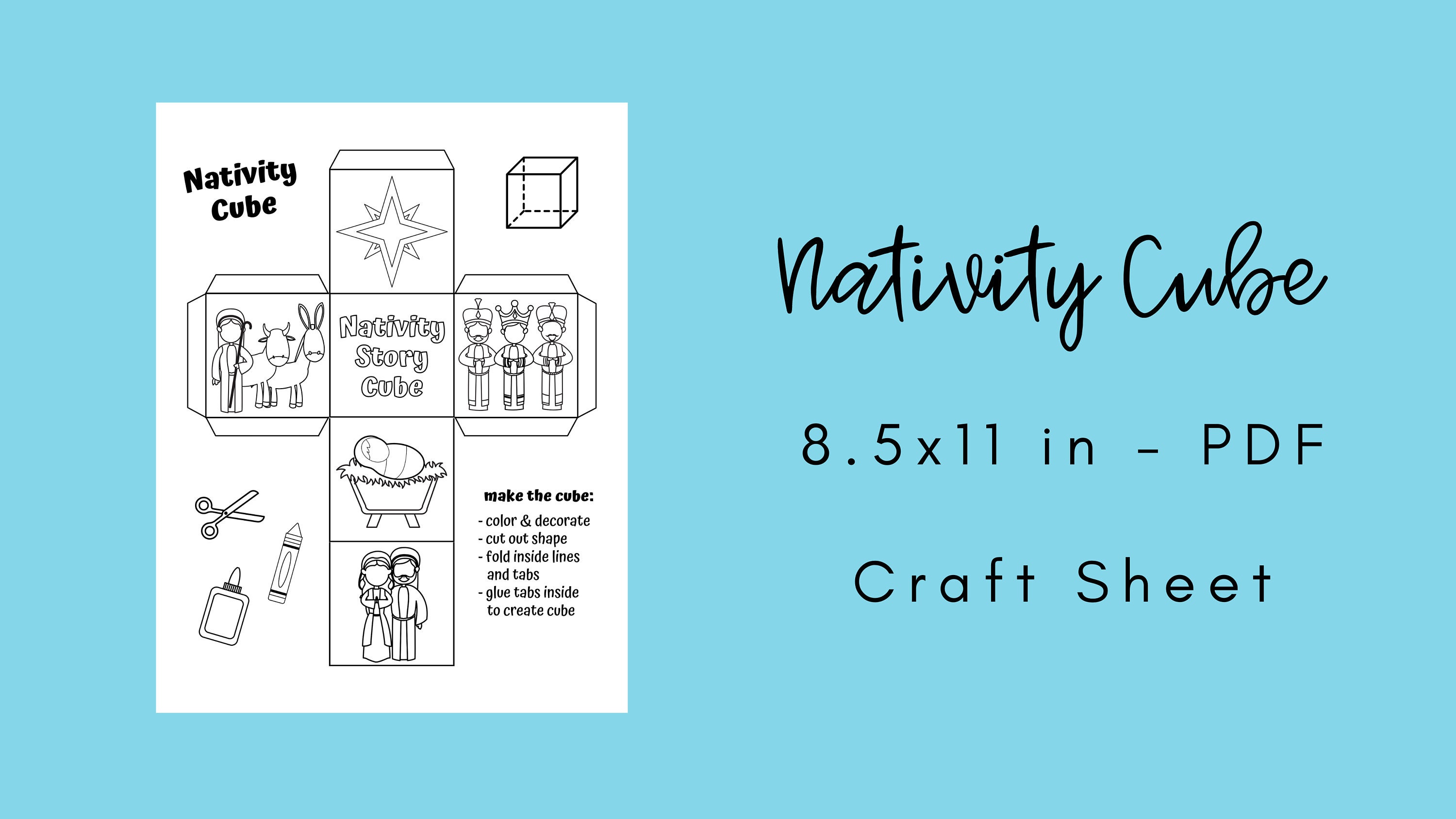 Nativity Story Cube, Christian Crafts, Crafts for Kids Printable ...