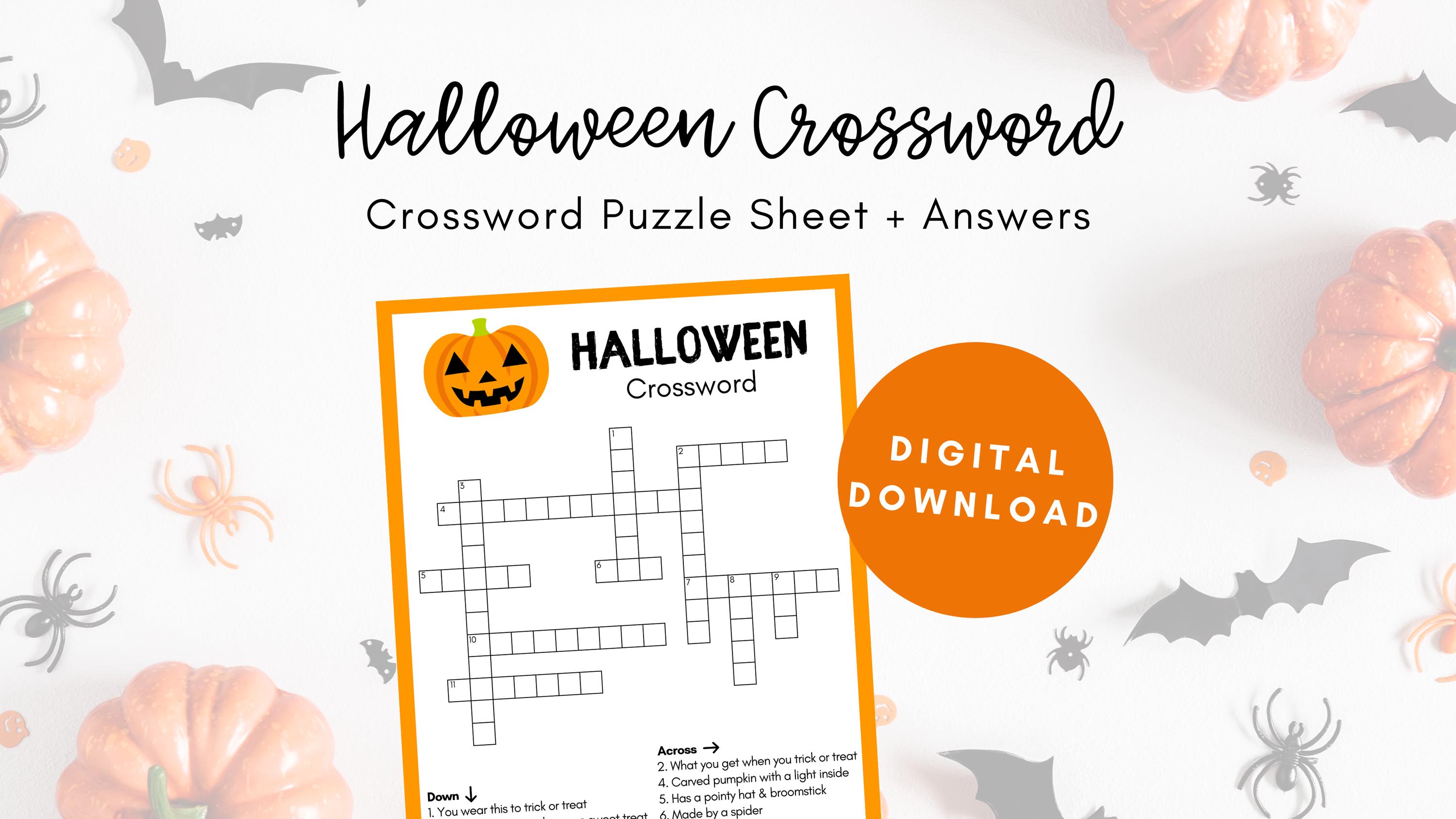 Halloween Crossword Puzzle, Halloween Activity Sheets, Kids Printable ...