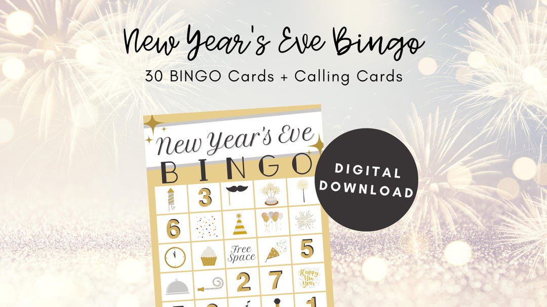 New Year's Eve Bingo, Bingo Cards Printable, New Years Eve Party, Bingo ...