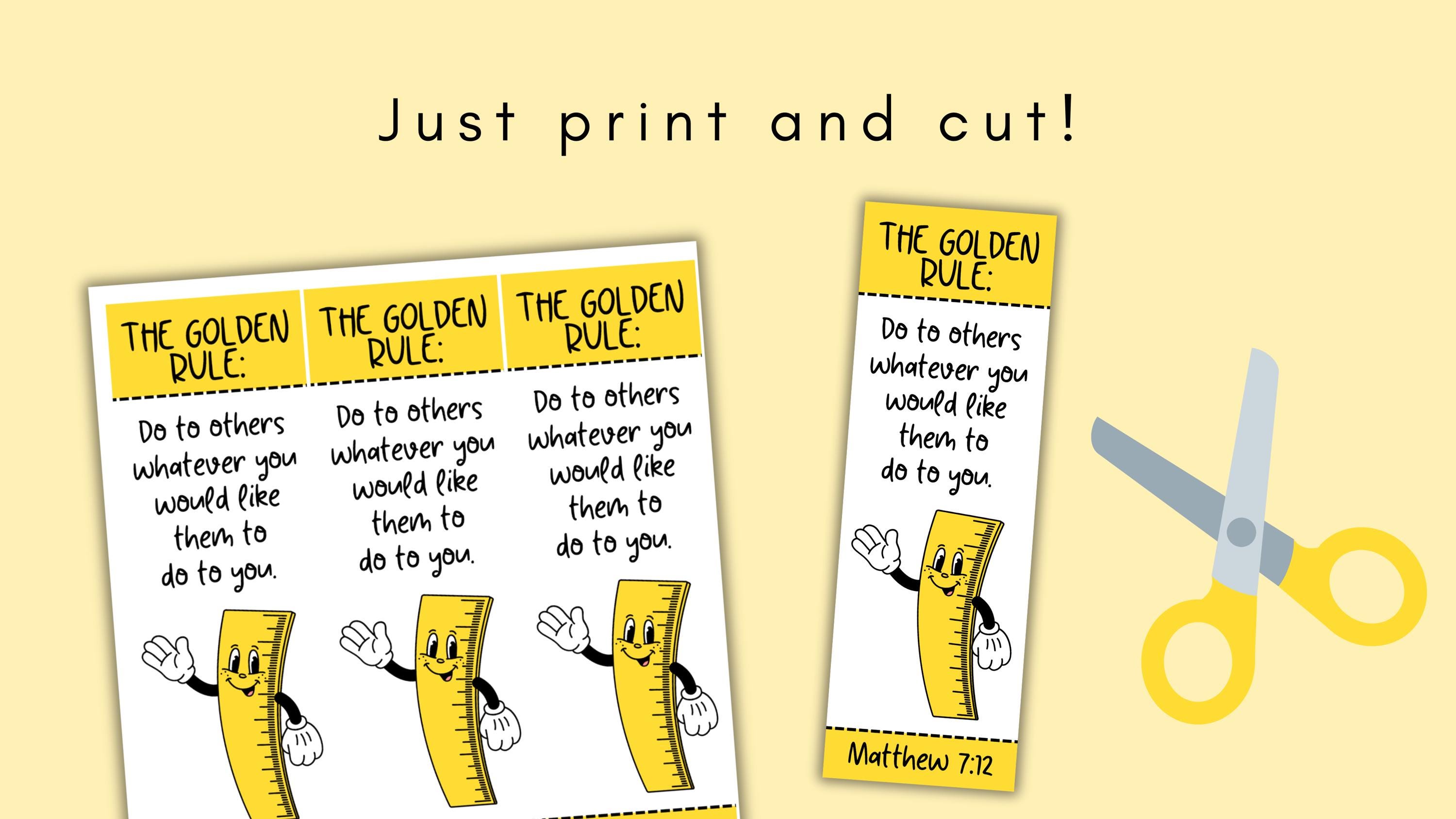 The Golden Rule Bookmark, Bible Bookmark, Sunday School Printables ...