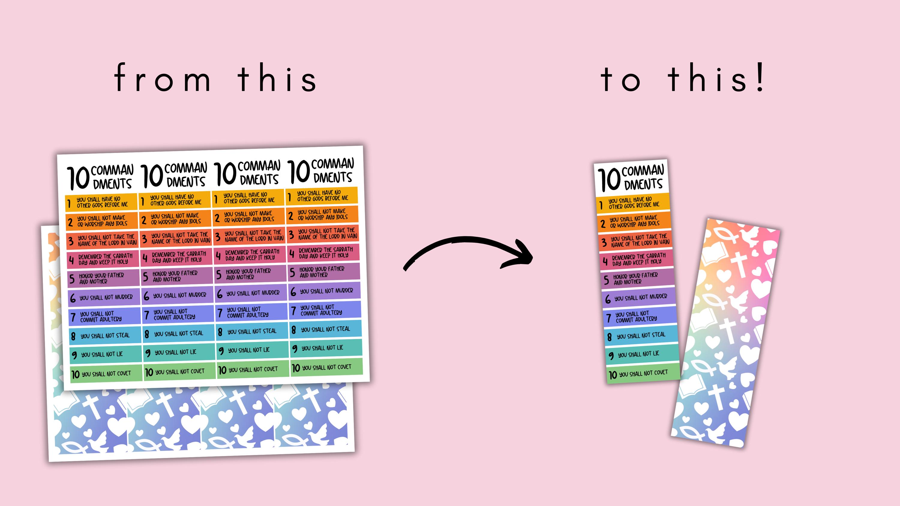10 Commandments Bookmark, Bible Bookmark, Sunday School Printables ...