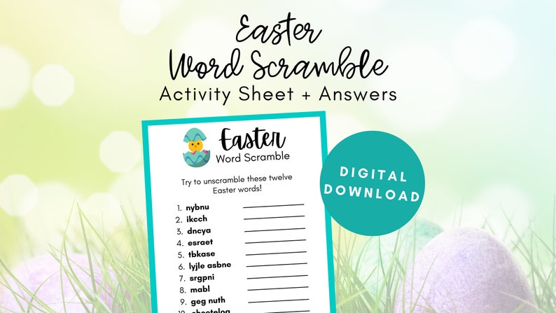 Easter Word Scramble, Easter Activity, Kids Printable Activities ...