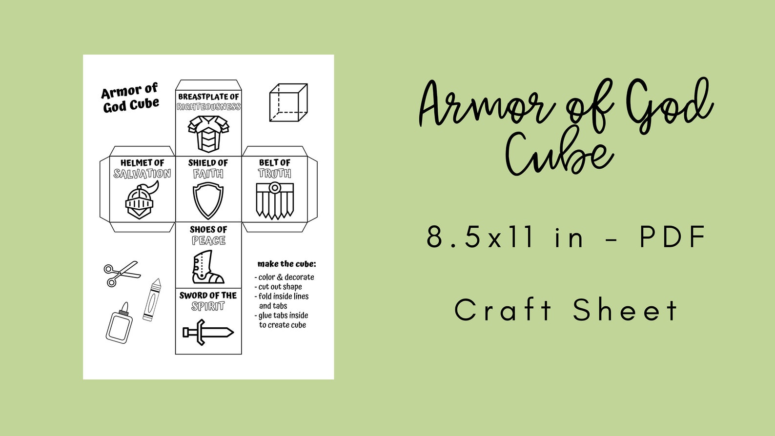 Armor of God Cube, Christian Crafts, Crafts for Kids Printable, Digital ...