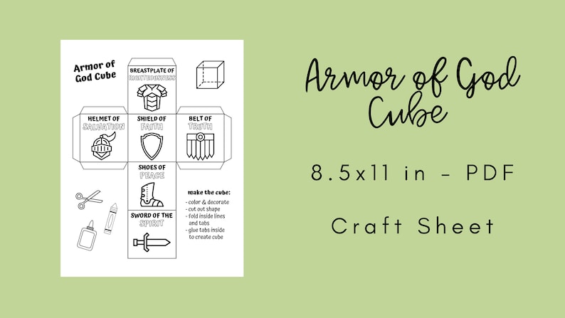 Armor of God Cube, Christian Crafts, Crafts for Kids Printable, Digital ...