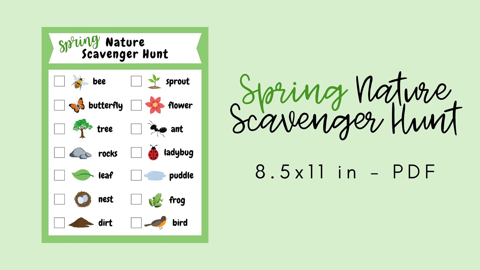 Spring Nature Scavenger Hunt, Scavenger Hunt Kids Outdoor, Backyard ...