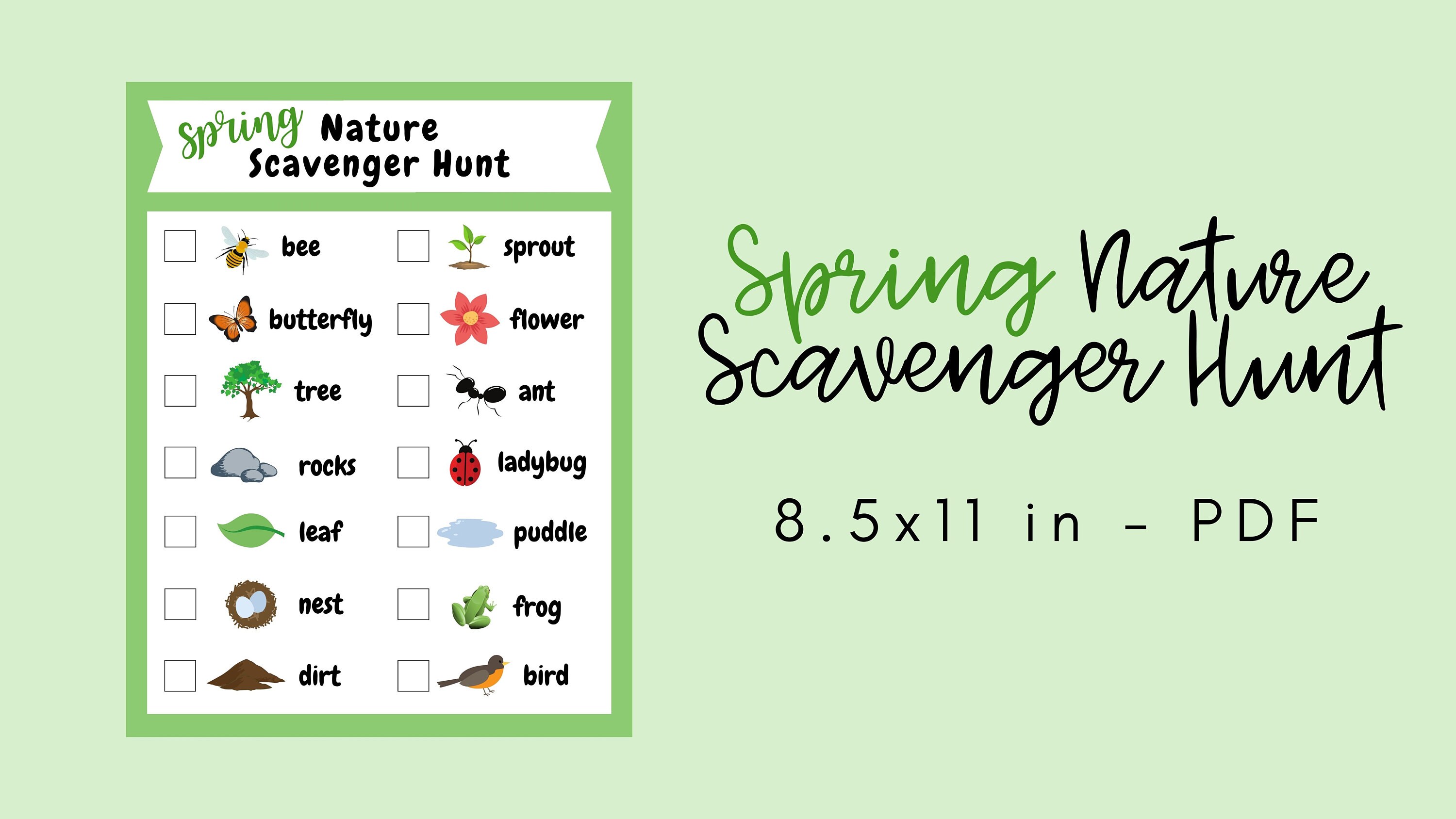 Spring Nature Scavenger Hunt, Scavenger Hunt Kids Outdoor, Backyard ...