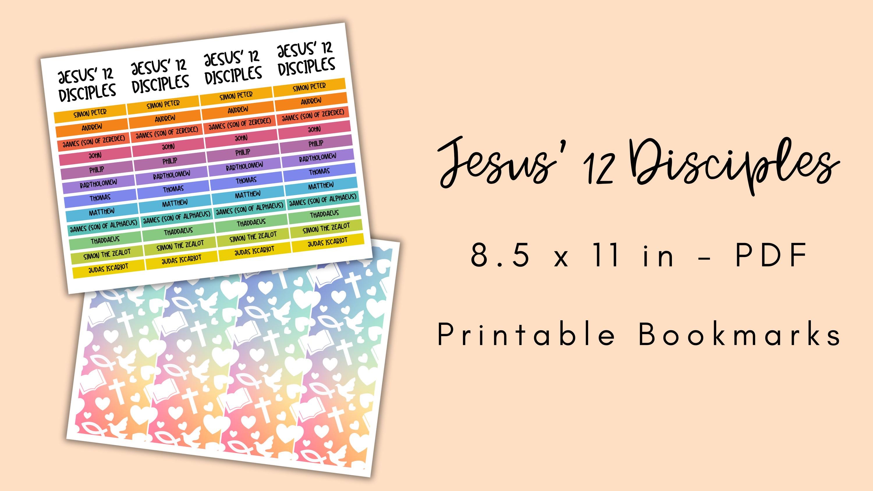 12 Disciples Bookmarks, Bible Bookmark, Sunday School Printables, Bible ...