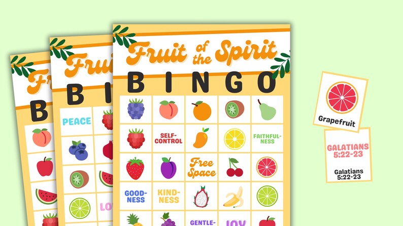 Fruit of the Spirit Bingo, Fruit of the Spirit Printable Game, Bingo ...