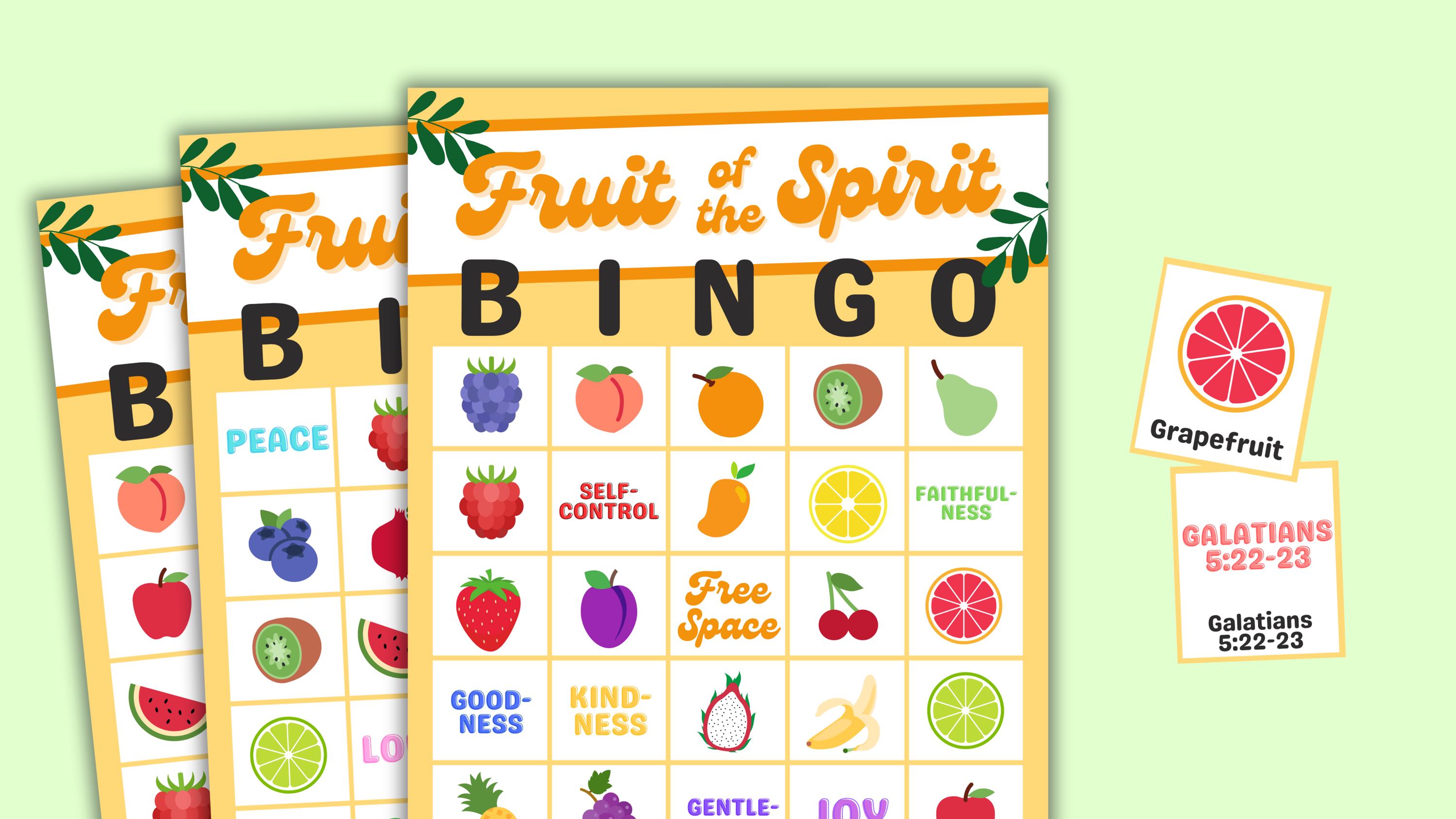 Fruit of the Spirit Bingo, Fruit of the Spirit Printable Game, Bingo ...