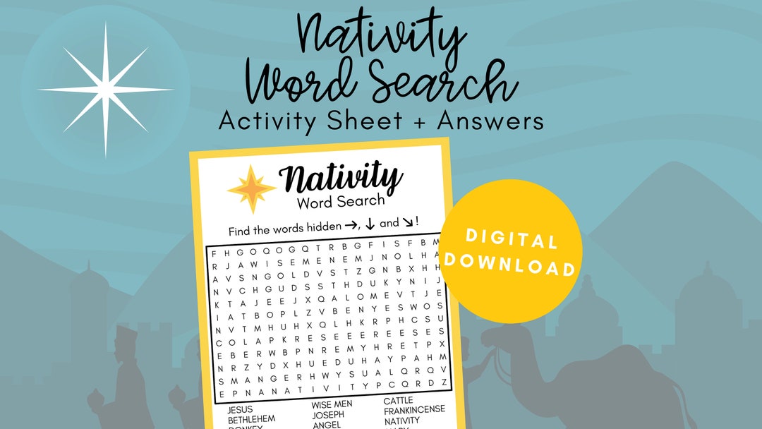 Nativity Word Search, Christmas Activity Sheets, Kids Printable ...