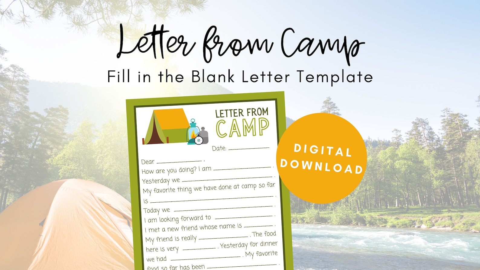 Letter From Camp, Camp Letters Fill in Blank, Summer Camp Notes, Sleep ...