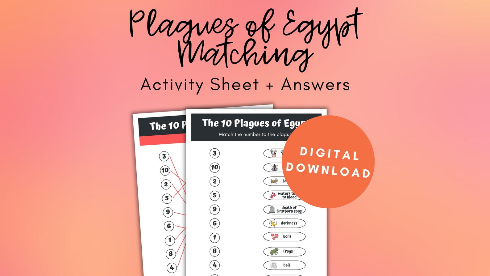 10 Plagues of Egypt Activity, Bible Story Activities for Kids, Sunday ...