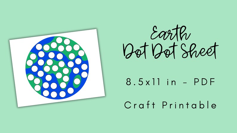 Earth Dot Dot Sheet, Dot Marker Page, Do A Dot Printable, Dot Art ...