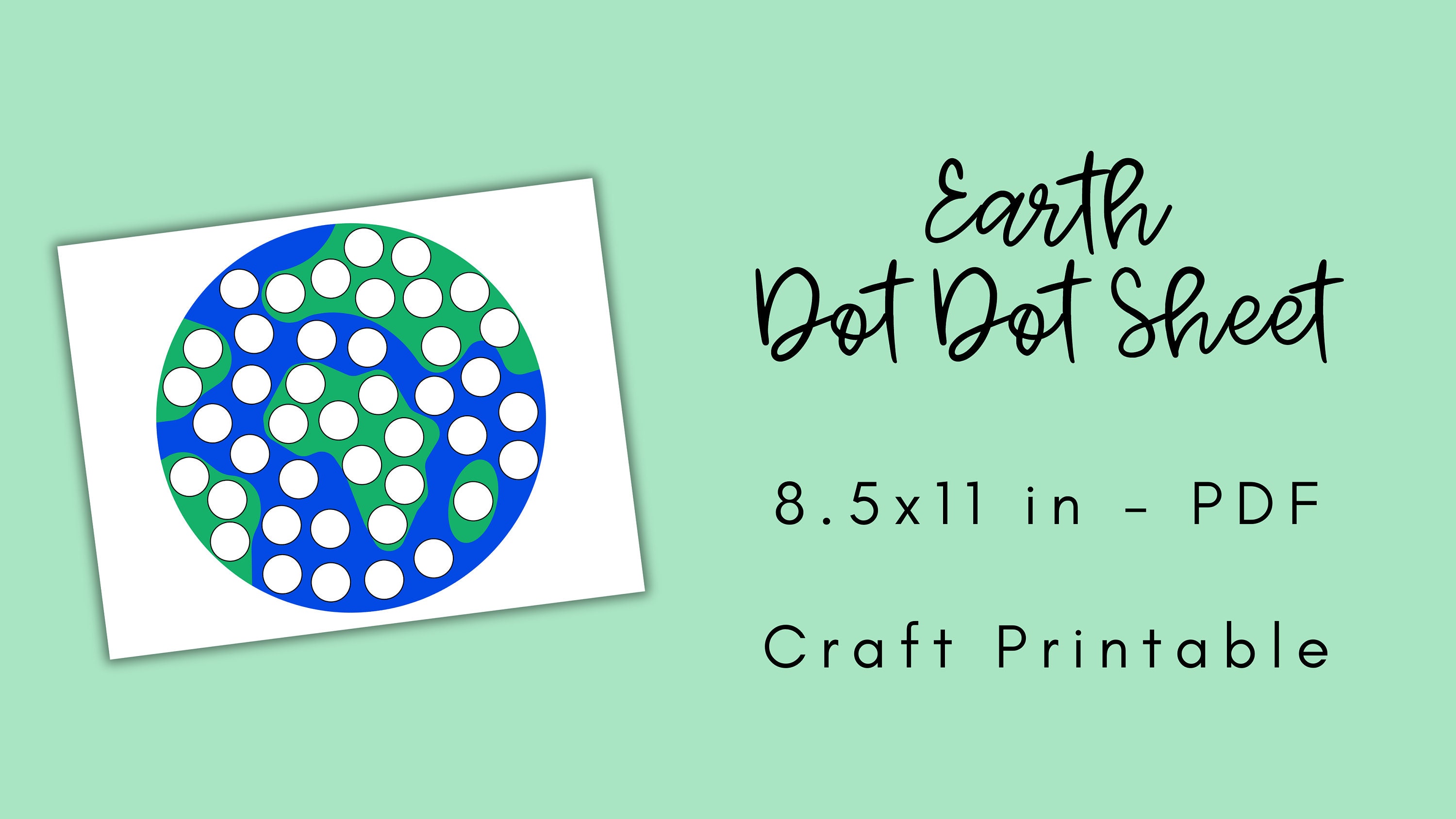 Earth Dot Dot Sheet, Dot Marker Page, Do A Dot Printable, Dot Art ...