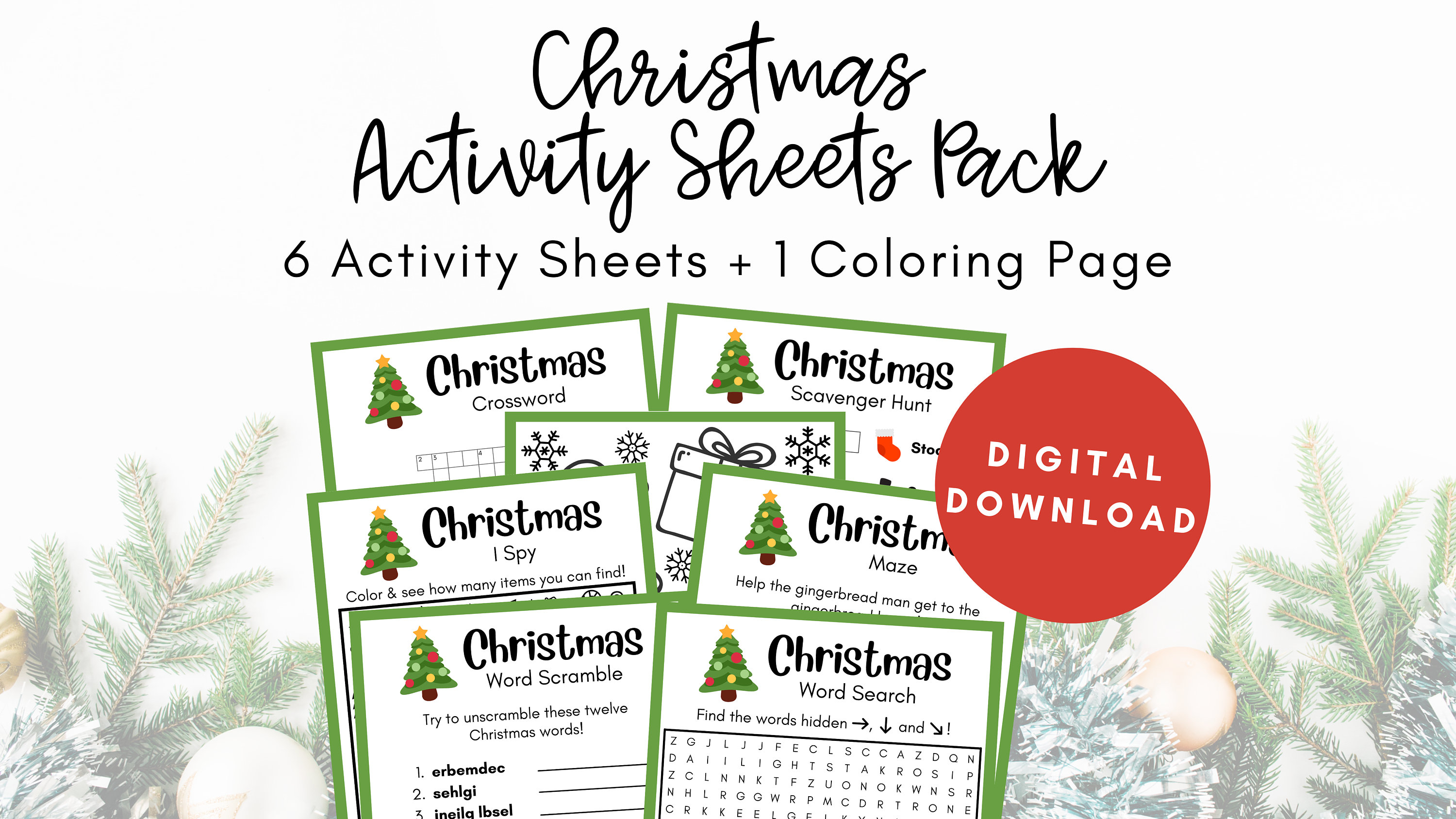Christmas Activity Pack, Christmas Activity Sheets, Kids Printable ...