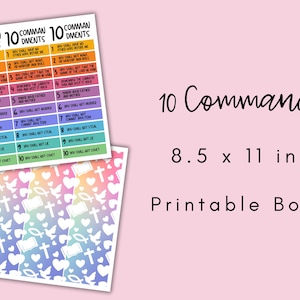 10 Commandments Bookmark, Bible Bookmark, Sunday School Printables ...