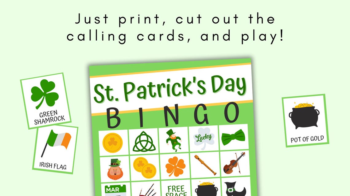 St Patricks Day Bingo, Bingo Cards Printable, Bingo for Kids, Printable ...