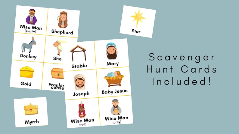 Nativity Scavenger Hunt, Christmas Activity Sheets Printable, Kids ...