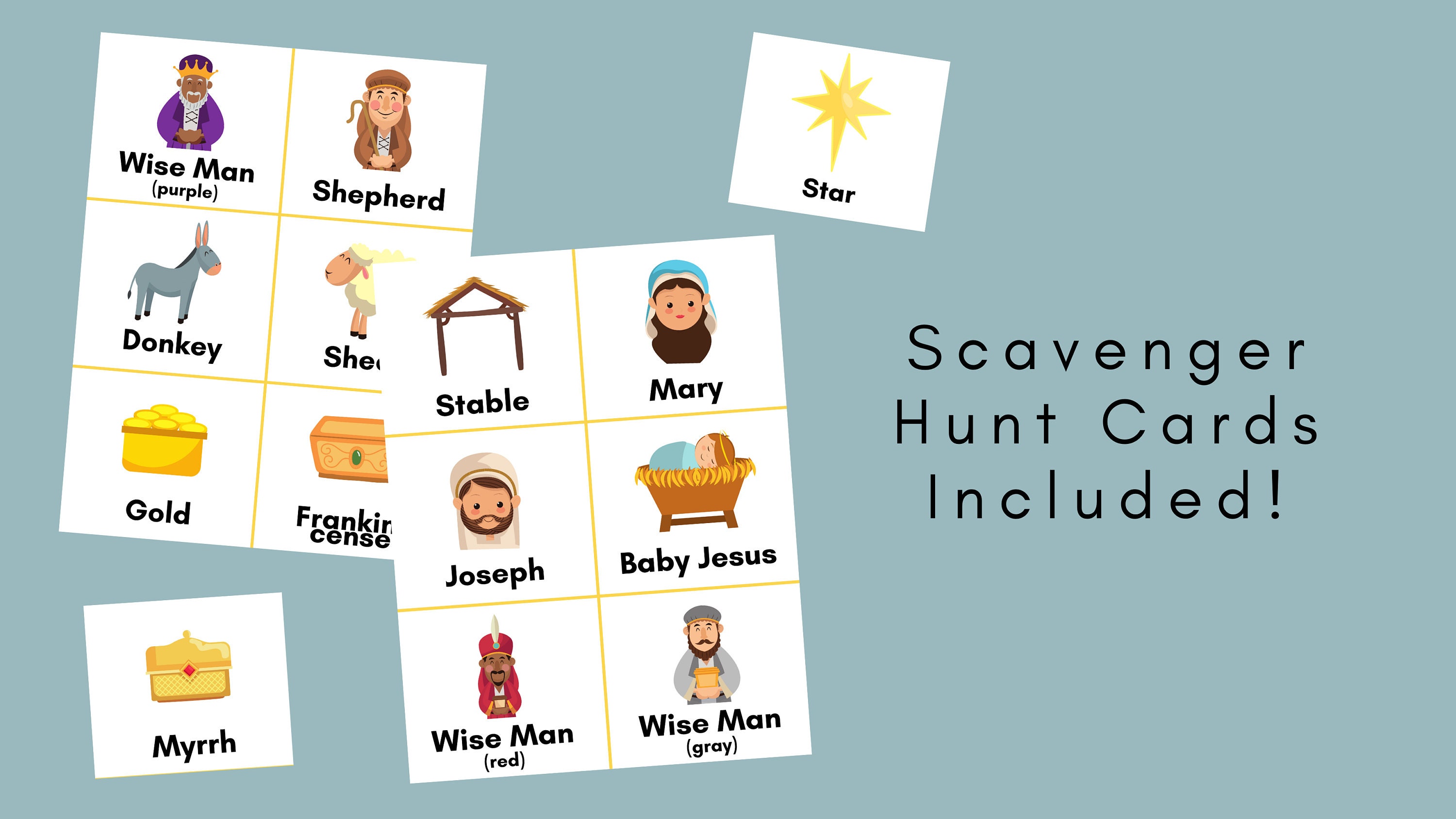 Nativity Scavenger Hunt, Christmas Activity Sheets Printable, Kids ...