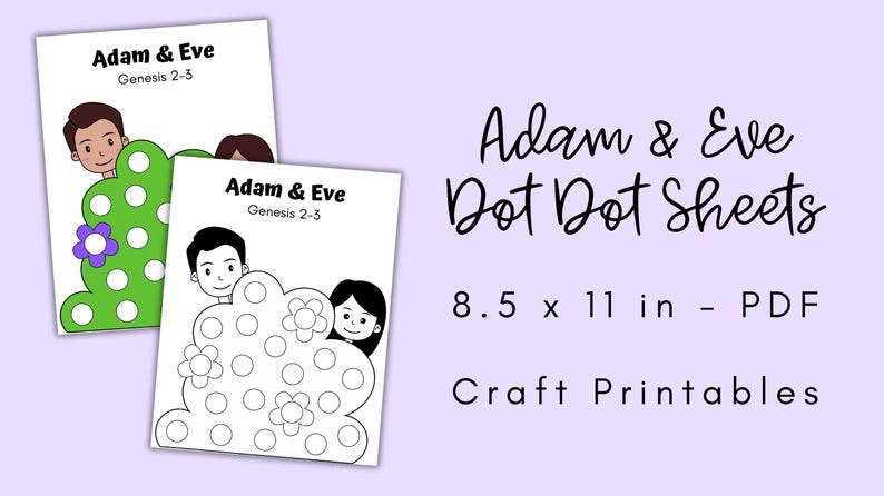 Adam and Eve Craft, Garden of Eden Craft, Dot Marker Coloring, Do A Dot ...