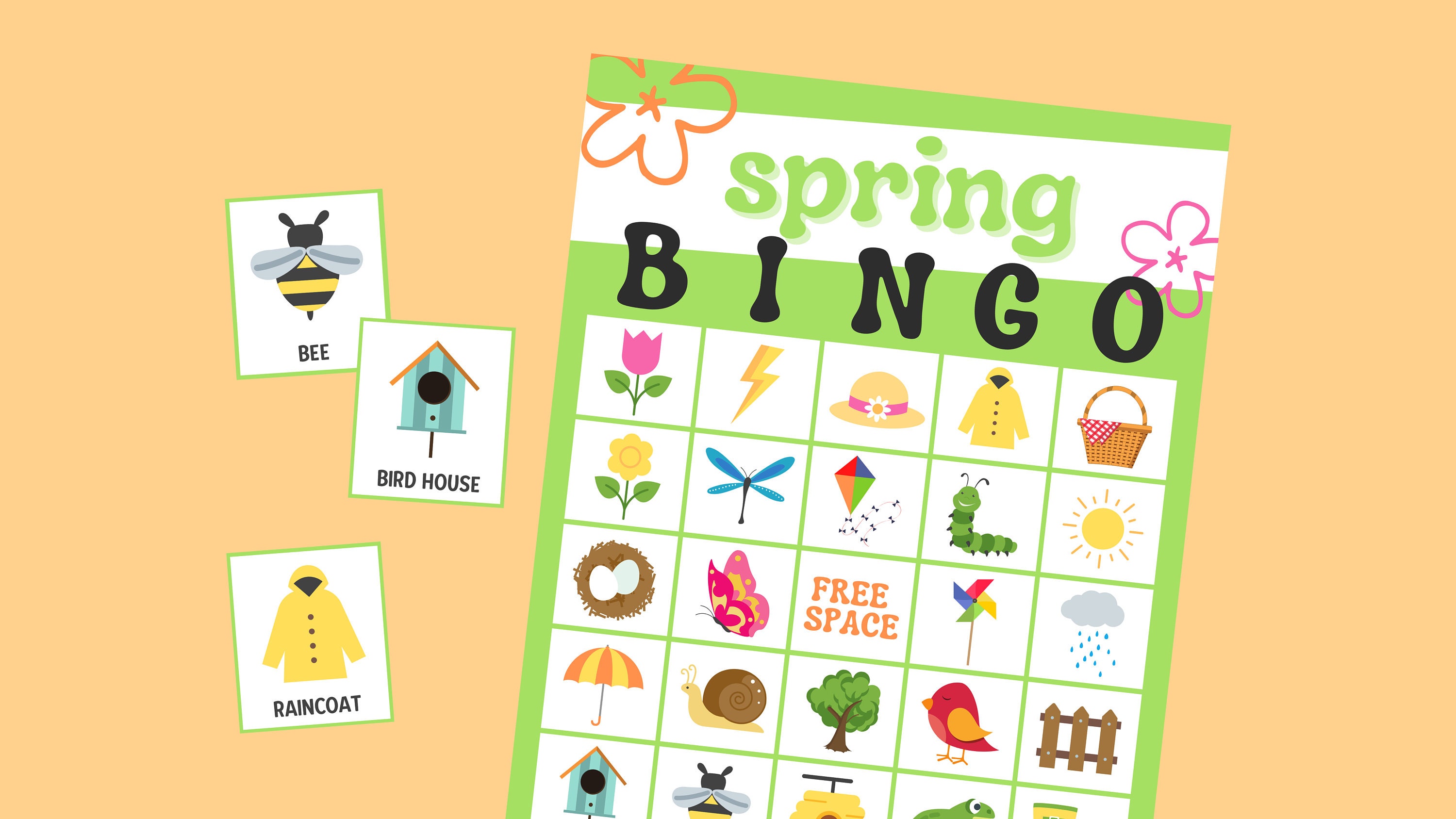 Spring Bingo, Bingo Cards Printable, Bingo Game, Bingo Game Download ...