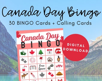 Canada Day Printable Bingo Game 20 Unique Bingo Cards Day - Etsy