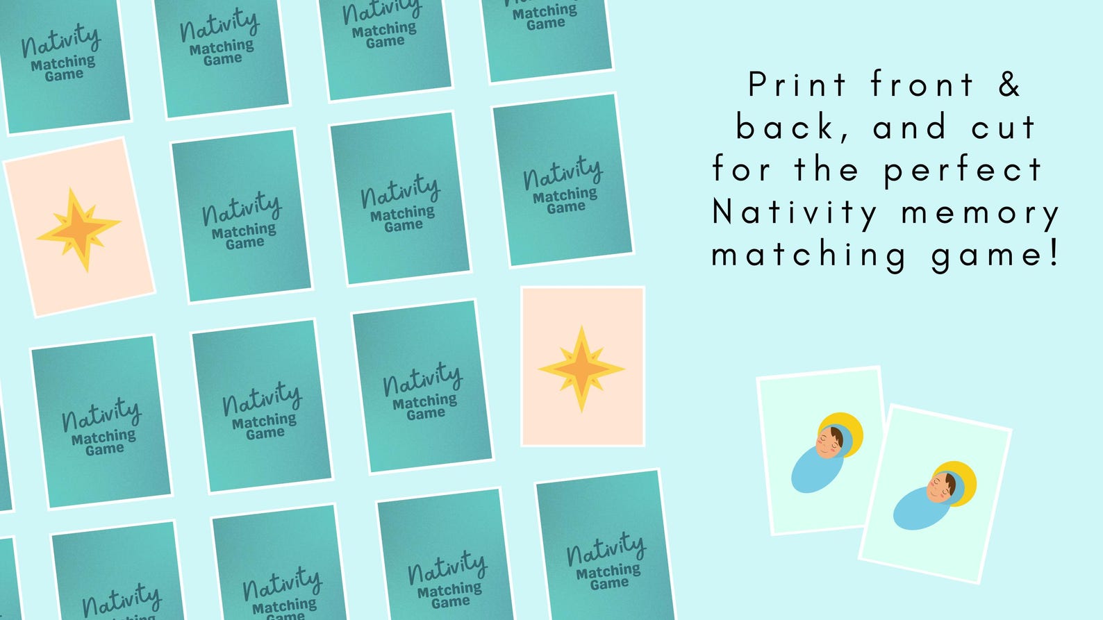 Nativity Matching Game Cards, Memory Match Game, Christian Printables ...