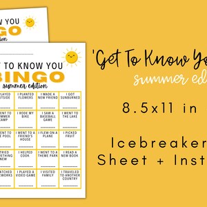 Get to Know You Bingo, Summer Activity, Icebreaker Game, Icebreaker ...