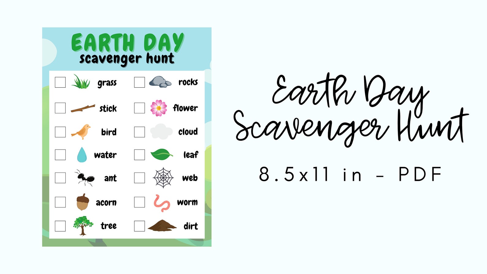 Earth Day Scavenger Hunt, Nature Scavenger Hunt Printable, Earth Day ...