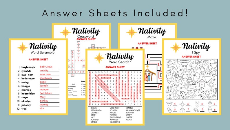 Nativity Activity Pack, Christmas Activity Sheets, Kids Printable ...