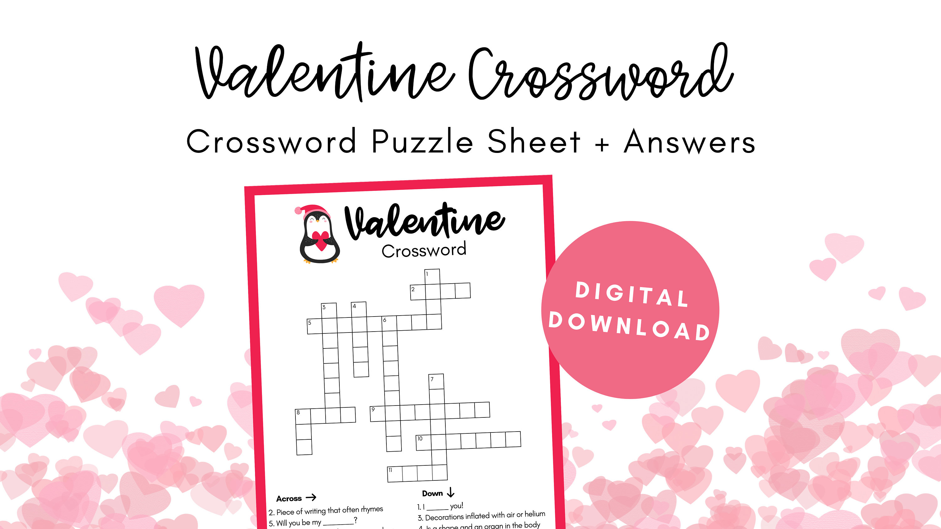 Crucigrama de San Valentín Actividad de San Valentín - Etsy México