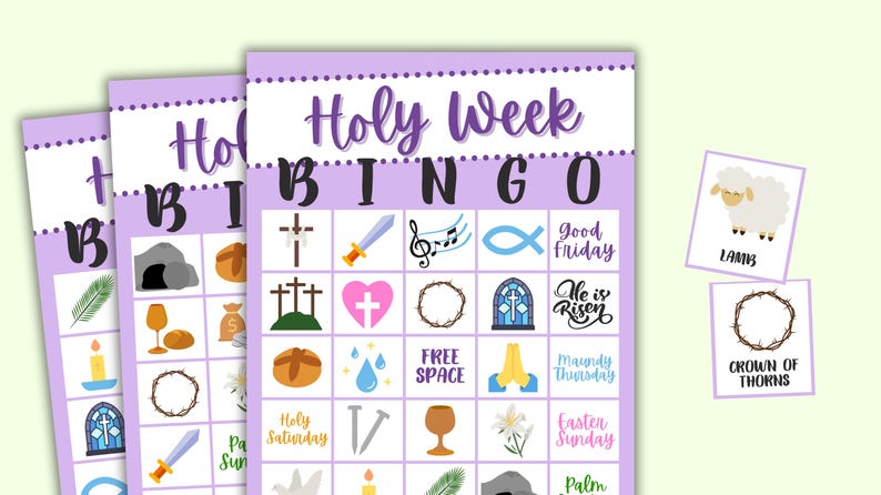 Holy Week Bingo, Holy Week for Kids, Christian Easter Games, Bingo ...