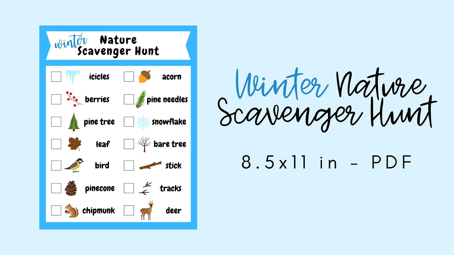 Winter Nature Scavenger Hunt Scavenger Hunt Kids Outdoor | Etsy